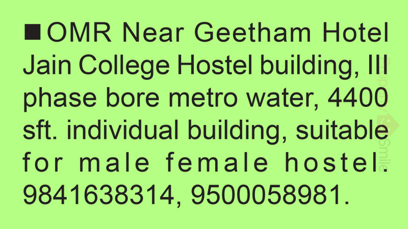 Independent Building For Rent @OMR– 4400 Sq.ft – Property Smile